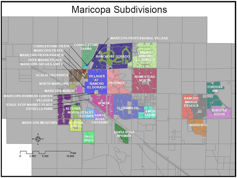 Maricopa Subdivisions Map - Maricopa Home Realty